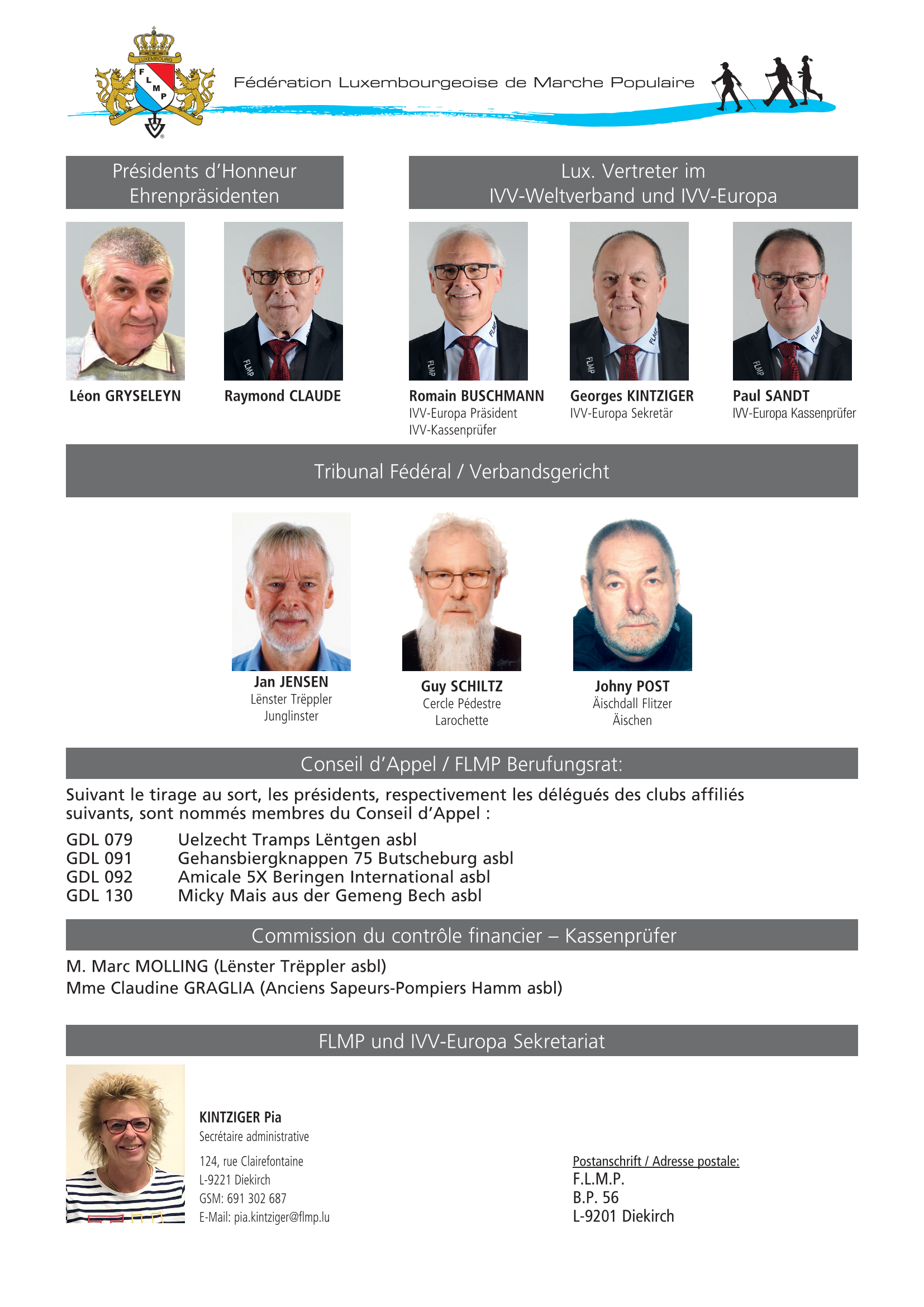 Conseil d'Administration FLMP - Fédération Luxembourgeoise de Marche ...