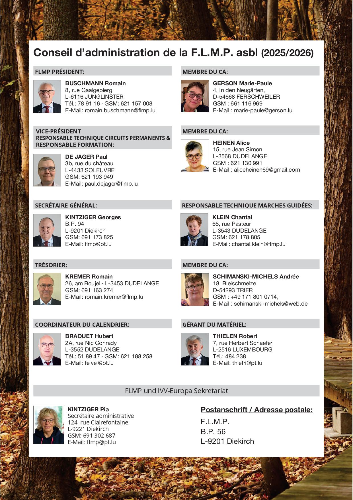 Conseil d'Administration FLMP - Fédération Luxembourgeoise de Marche ...